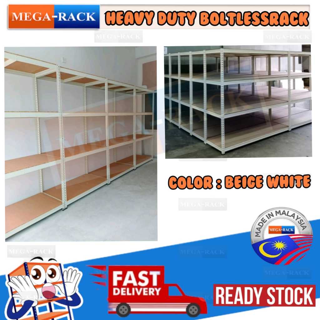 BOLTLESS RACK - 4 LEVELS - Series Heavy Duty - Beige White | Shopee ...