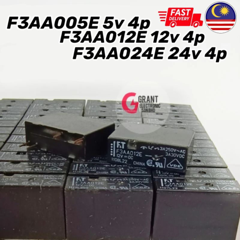 F&T F3AA005 F3AA012E F3AA024E DC5v DC12V DC24v 4pin Slim Type Relay F3aa005 F3aa012 F3aa024 ...