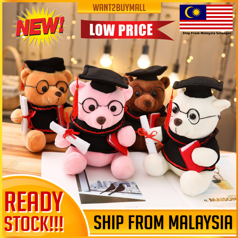 18-25cm Graduation Teddy Bear Plush Soft Toys Doll Convocation Patung ...