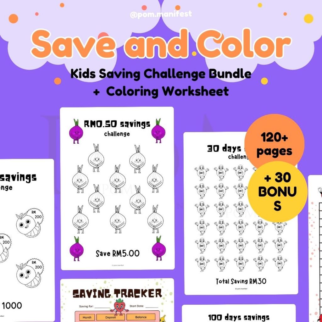 [PDF] Kids Saving Challenge Bundle F Save and Color Education Worksheet ...
