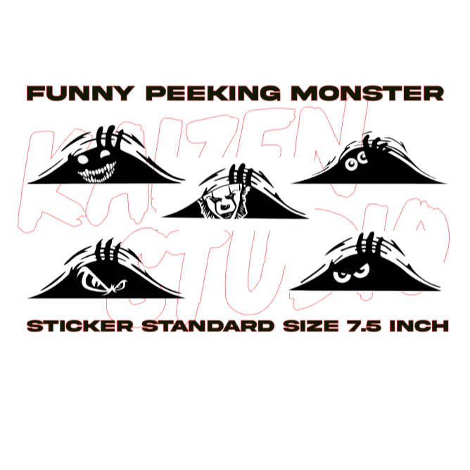 KAIZEN STUDIO Funny Peeking Monster Car Sticker Oracal Cutting Vinyl ...