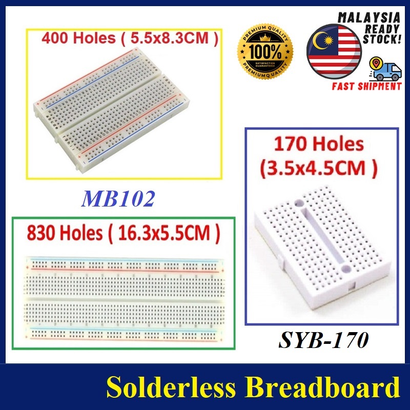 MB102 Solderless Breadboard Mini Medium Large 170 400 830 Holes Dupont Jumper Wire EE Components ...