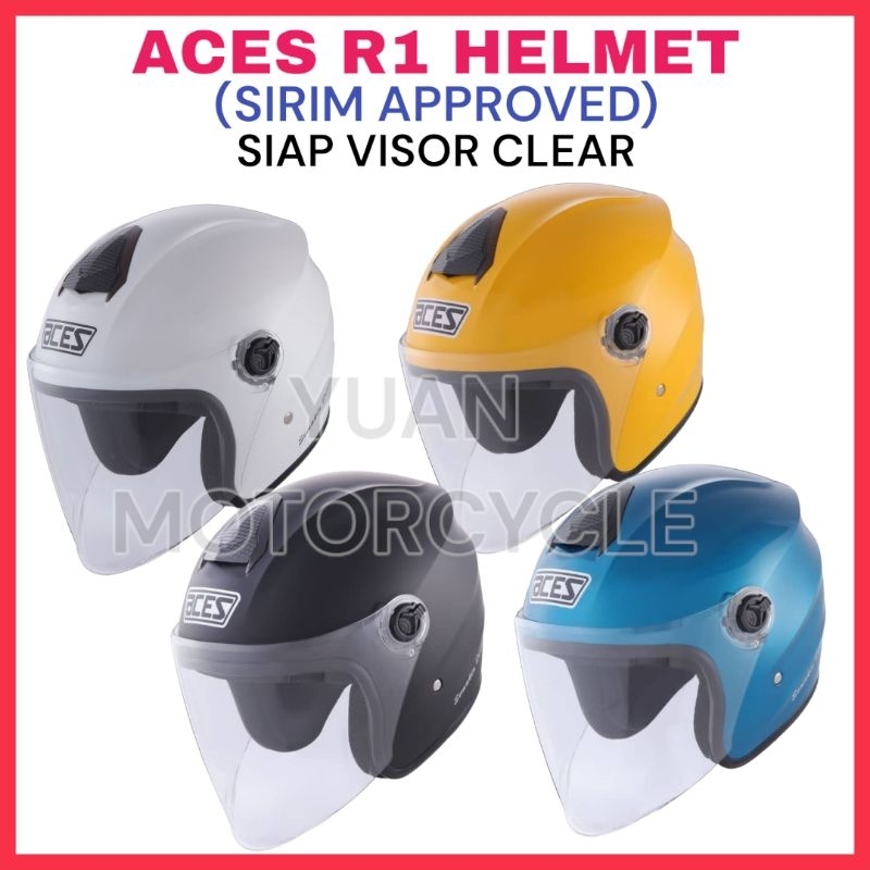 ACES R1 Helmet Open Face Helmet ( MALAYSIA SIRIM LULUS ) With Clear ...