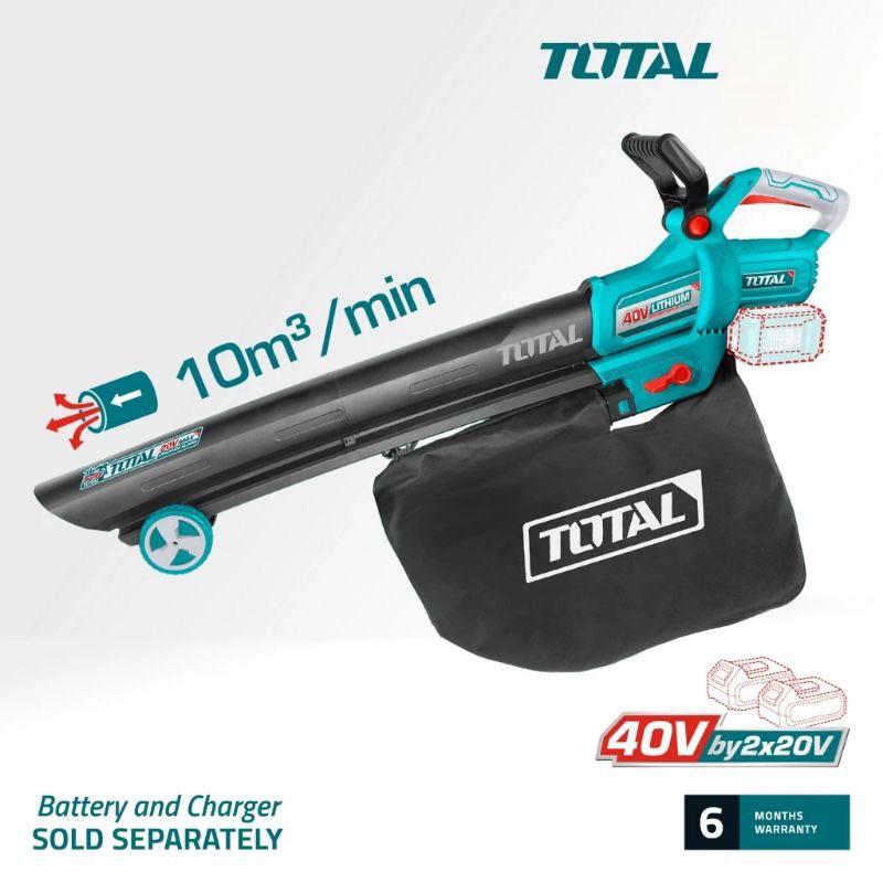 TOTAL TABLI2003 Li-ion Aspirator Blower (20V+20V) Variable Speed w/ Vacuum Function, Max Air ...
