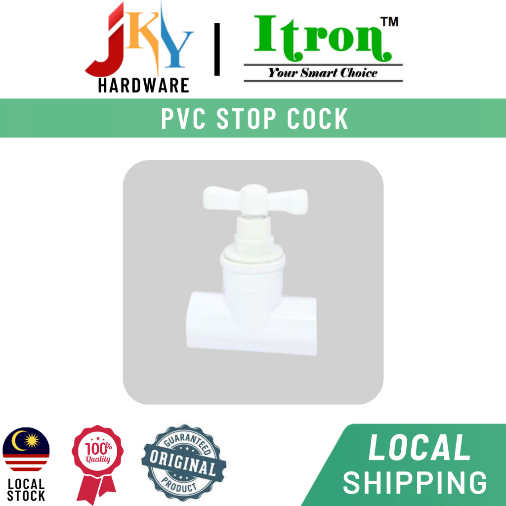 PVC Stopcock 1/2" Stop Valve 15mm Plastic Stop Cock Socket End With Tee ...