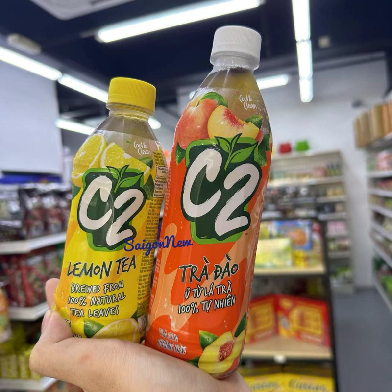 C2 Tra Xanh - Lemon Green Tea 360ml / C2 Tra Dao Peach Tea 455ml ...