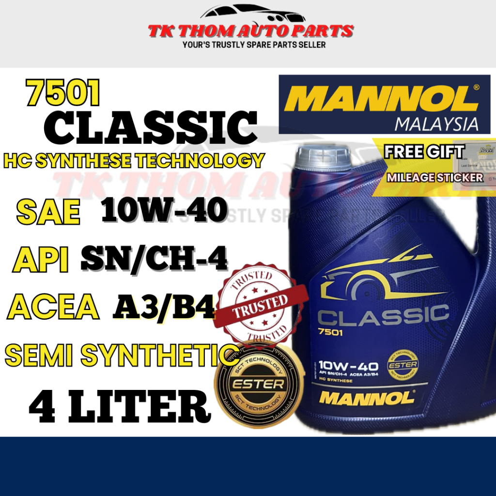 MANNOL 7501 CLASSIC SAE10W-40 SEMI SYNTHETIC 4L | Shopee Malaysia