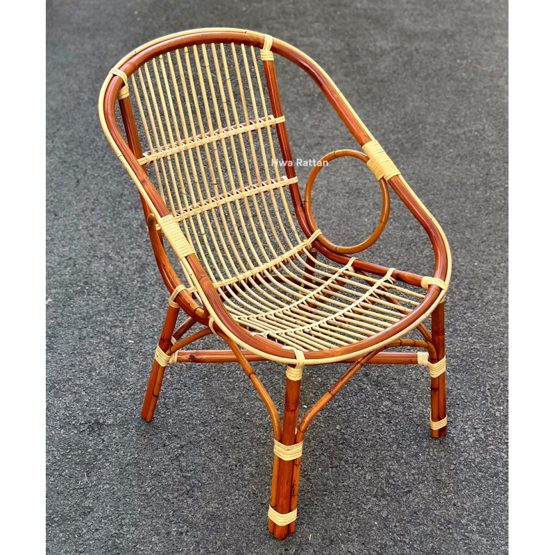 Red rattan rectangle chair kerusi sandar anyaman rotan merah cafe ...