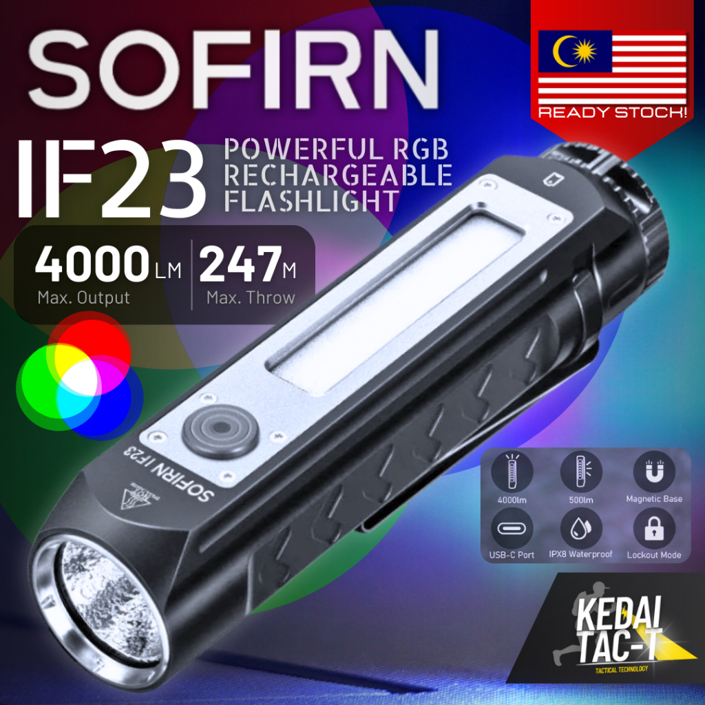 SOFIRN IF23 - 4000 LUMEN Flashlight with Work Light Full Set with Battery - Malaysia Ready Stock ...