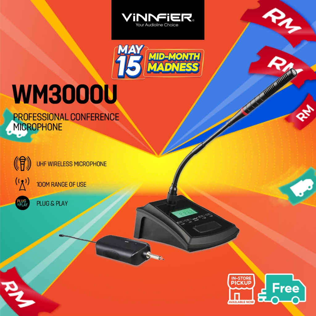 Vinnfier WM3000U Professional Universal UHF Wireless Conference ...