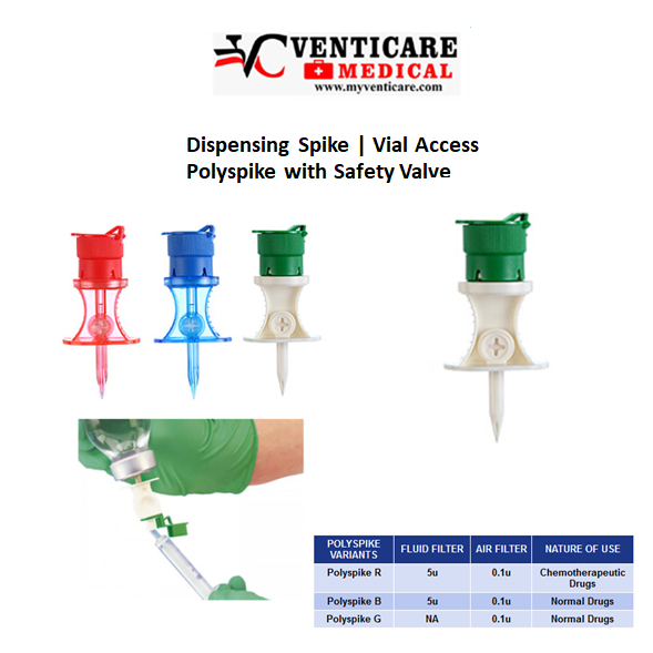 (2PCS)DISPENSING SPIKE | VIAL ACCESS POLYSPIKE WITH SAFETY VALVE ...