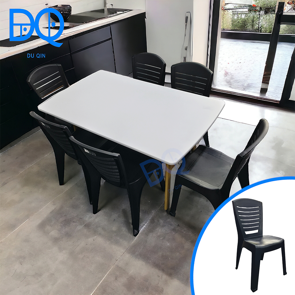Du Qin Dining Table Set Square Long Table with 6 Seater/Table+6 Chairs ...