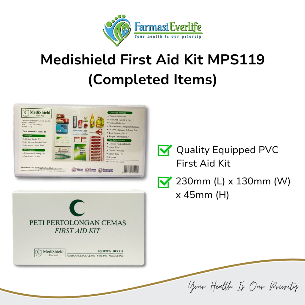 PETI PERTOLONGAN CEMAS (FIRST AID KIT) MPS 119 COMPLETED ITEMS | Shopee ...