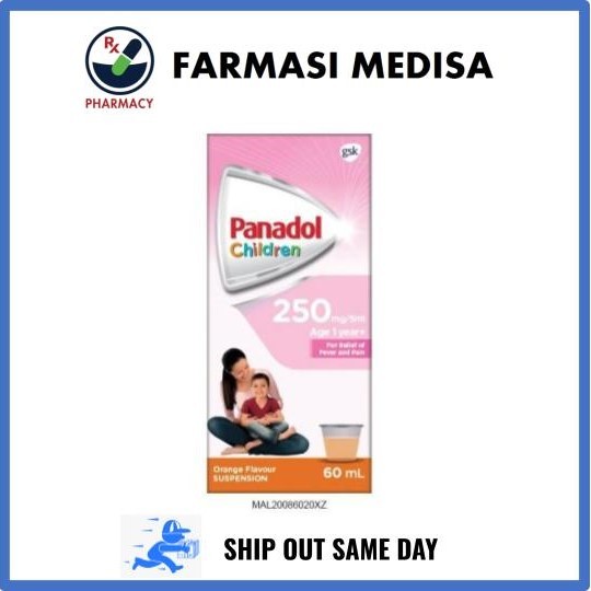Panadol Children 250mg /5ml 60ml Orange Flavour Suspension Ubat Demam ...