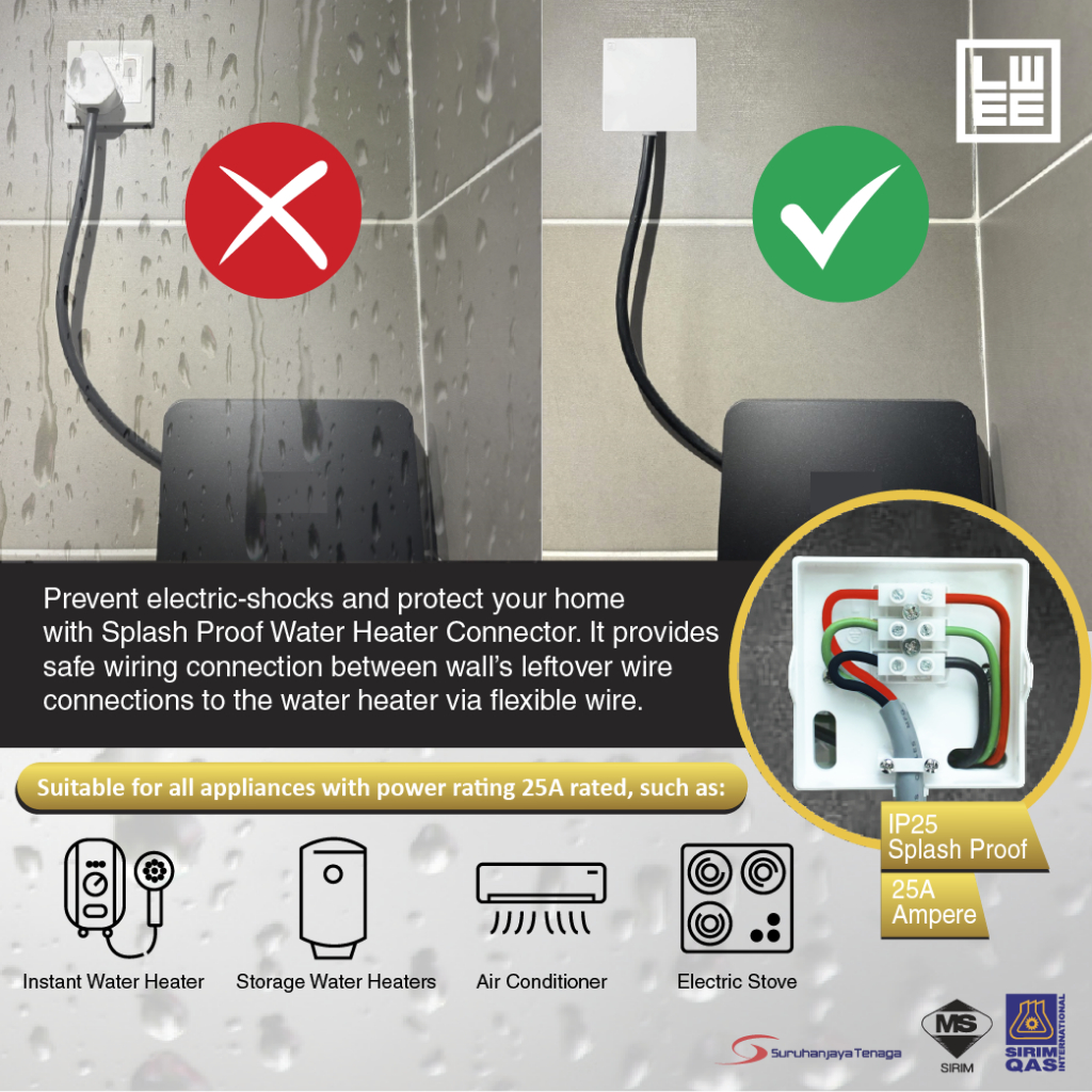 Splash Proof Water Heater Connector LWEE | Shopee Malaysia