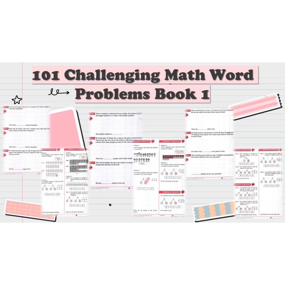 [P331] 80 pages 101 Challenging Math Word Problems Book 1 Worksheet for ...