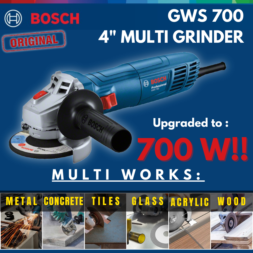 Bosch Heavy Duty Angle Grinder 4" Gws 700 + Multi Cutting Disc | Shopee ...