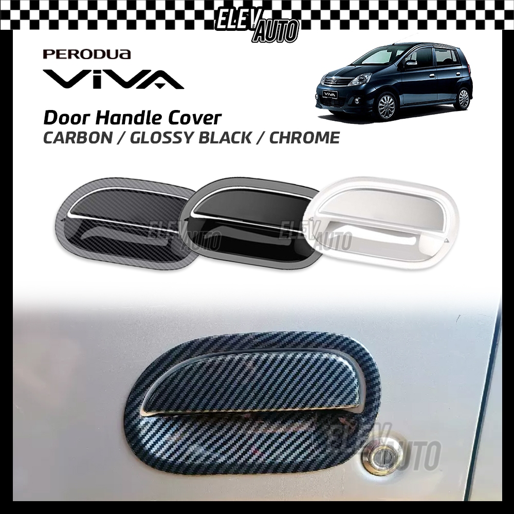 Perodua Viva Door Handle Cover Trim CARBON BLACK CHROME Accessories ...