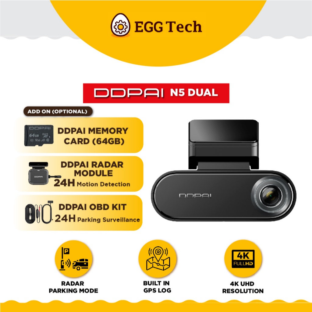 DDPAI N5 Dual Front and Rear 4K Ultra HD Resolution AI Dash cam ...