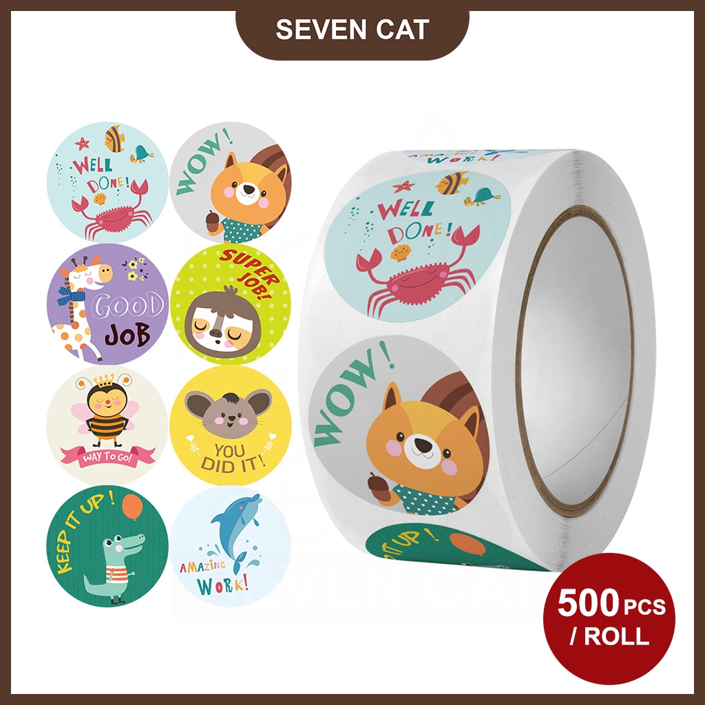 500pcs Round Cute Cartoon Sticker with 8 designs / Parcel Labels ...