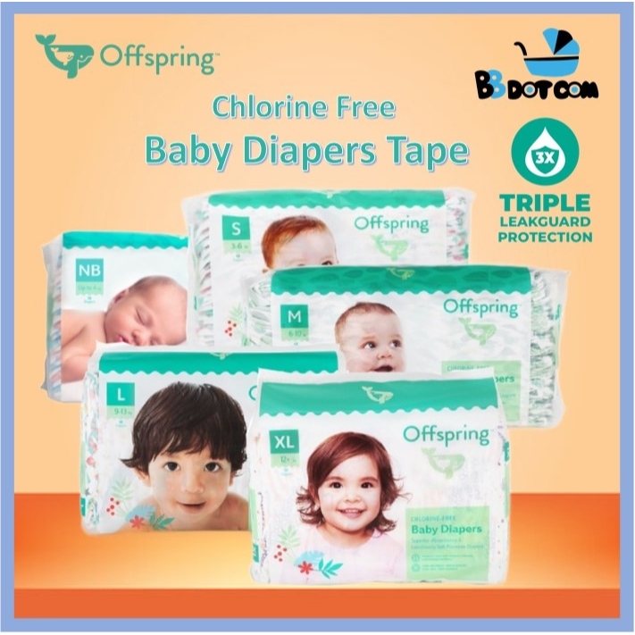 Offspring Chlorine Free Fashion Diaper Tapes NB / S / M / L / XL Size ...
