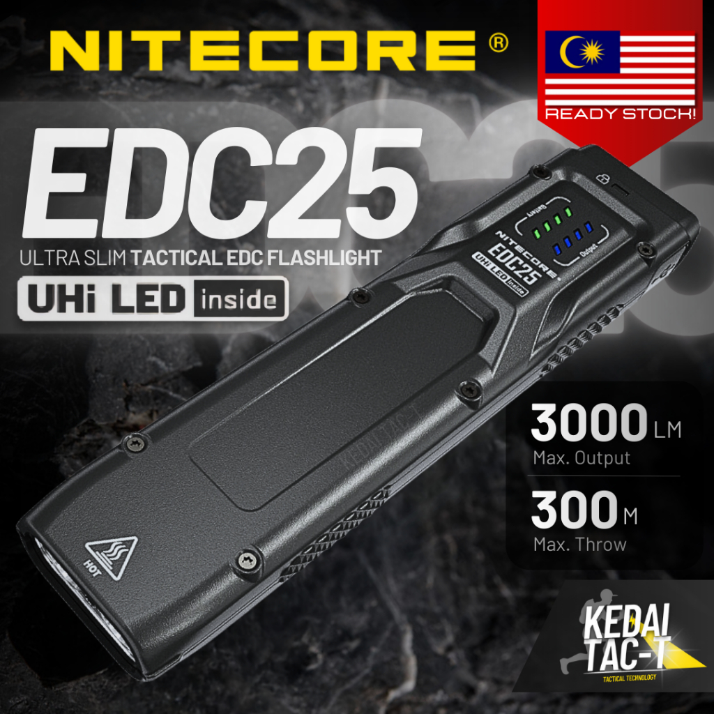 NITECORE EDC25 - 3000 Lumen Ultra Slim Flashlight - UHi LED inside ...