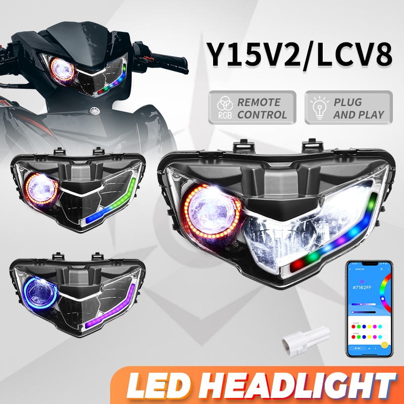 New Lamp Y15ZR V2 LC135 V8 Lampu Depan Headlight Front Lamp Y15 V2 LC135 Fi V8 Head Lamp Remote ...