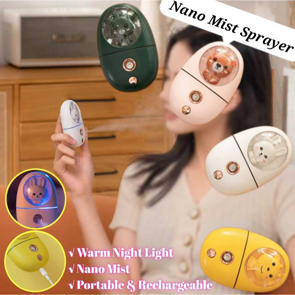 NANO MIST SPRAY | PORTABLE RECHARGEABLE USB CUTE MIST FACE STEAMER ...