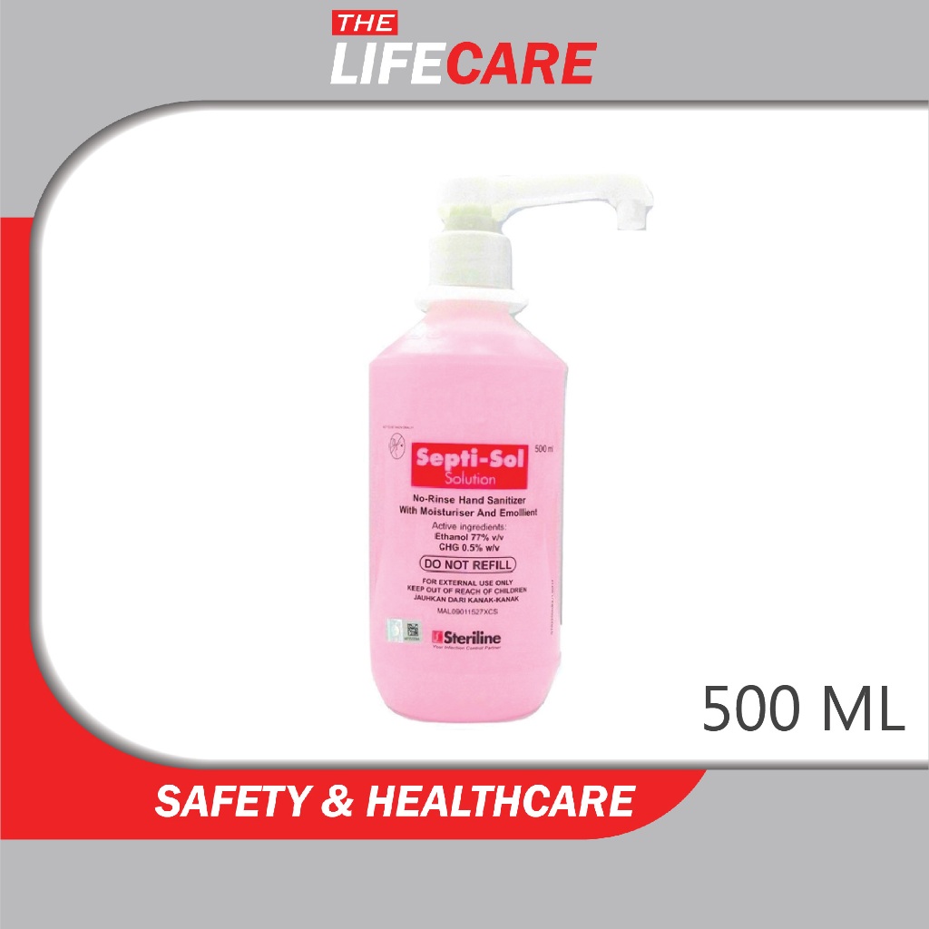 Steriline Septisol Septi-Sol Hand Sanitizer Water-Based (500ml ...