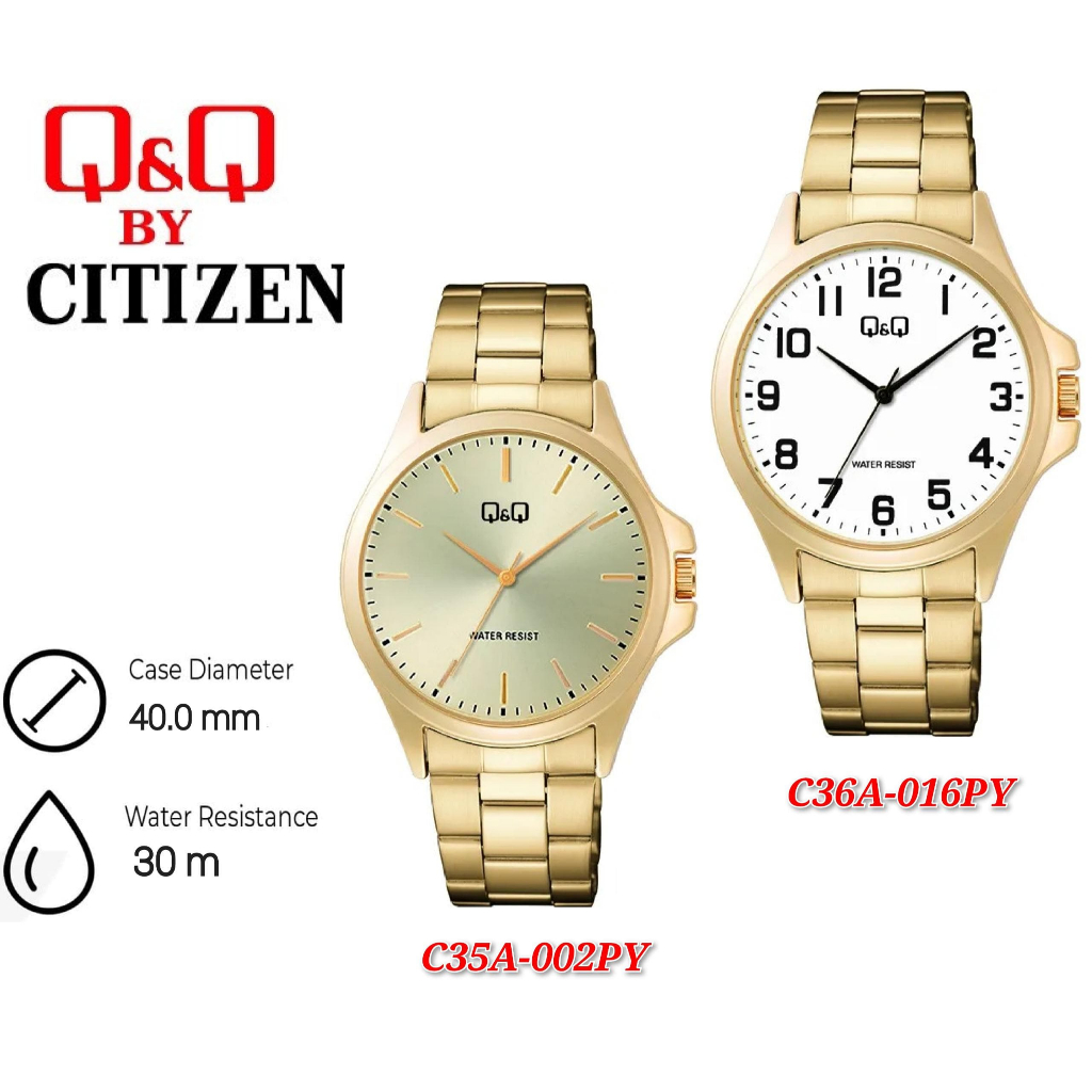 Q&Q Watch by Citizen C36A Men Analog Watch - Gold | Shopee Malaysia