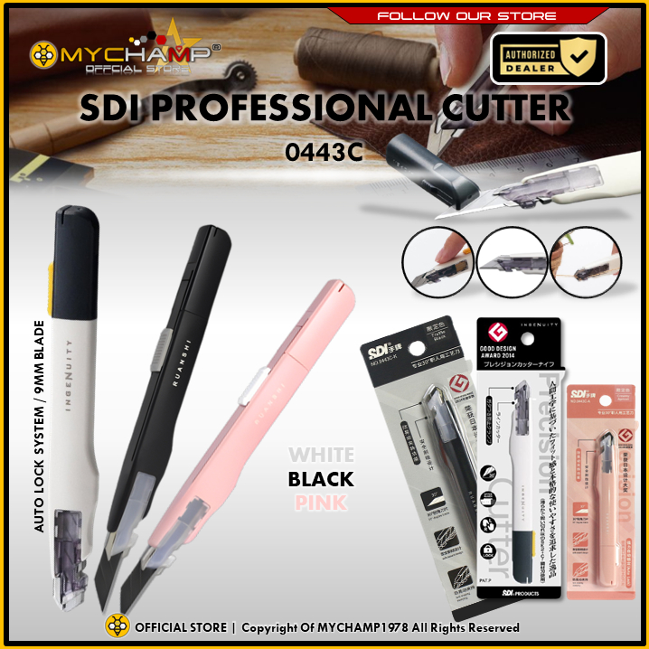 SDI Ingenuity Precision Utility knife Cutters 9mm 30 dg / White 0443C / Black 0443C-K / Pink ...