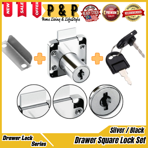 Drawer Cabinet Square Security Lock Drawer Lock Set Home Office Kitchen ...