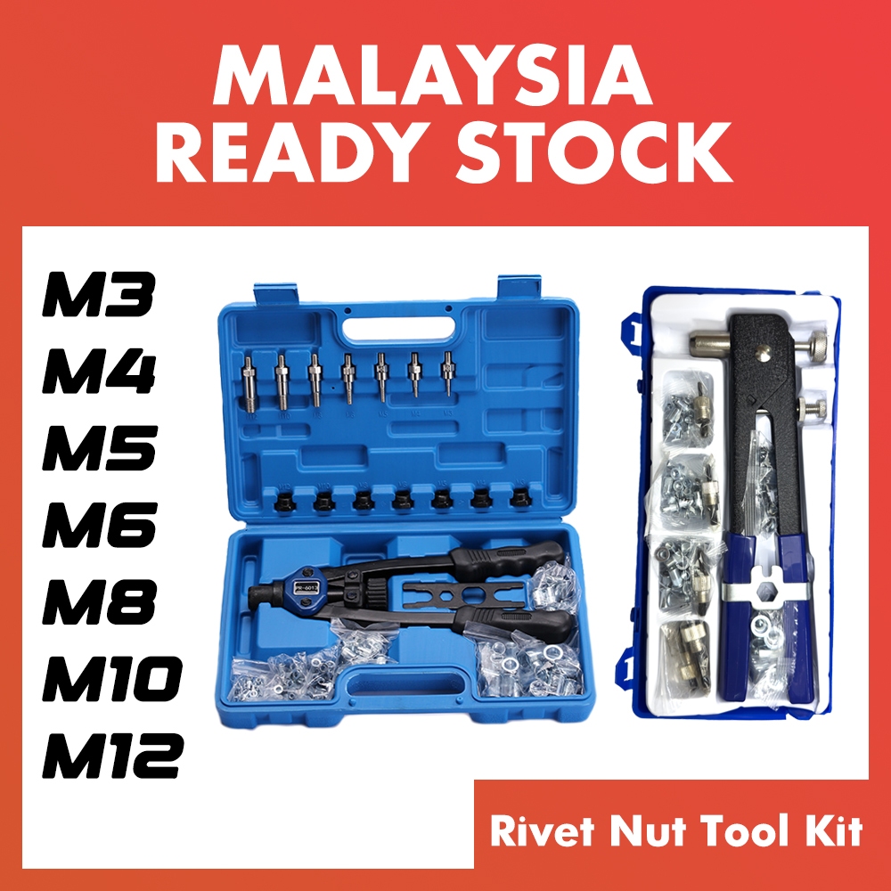 Rivet Nut Tool Kit Heavy Duty | 110pcs Steel Threaded Rivet Nut ...