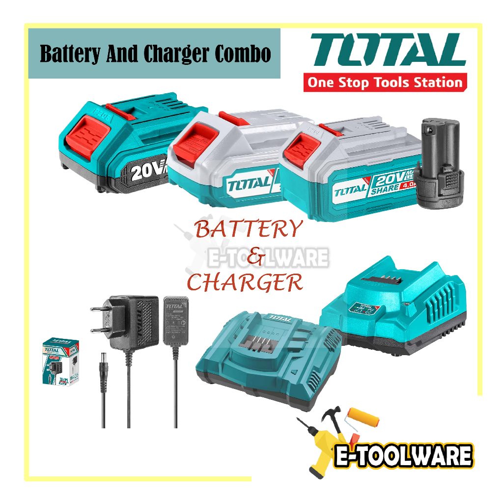 Total Battery 20V Li ion 4.0Ah Battery TFBLI2002 Cordless Battery Total ...