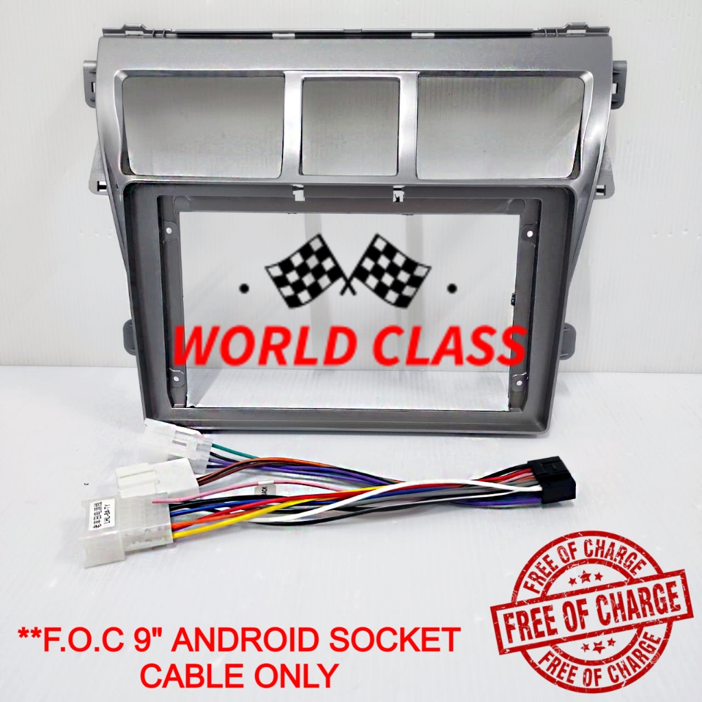 TOYOTA VIOS 2007-2013 (SILVER) 9" ANDROID CASING (FREE PLUG & PLAY ...