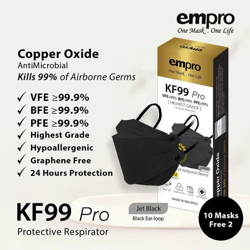 EMPRO RESPIRATOR KF99 PRO COPPER OXIDE [ANTI-MICROBIAL] FACE MASK VFE ...