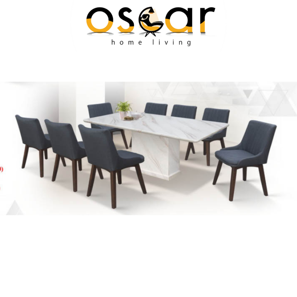 OSCARHOMELIVING Marble Dining Set/ Marble Dining Table/Meja Makan 8 ...