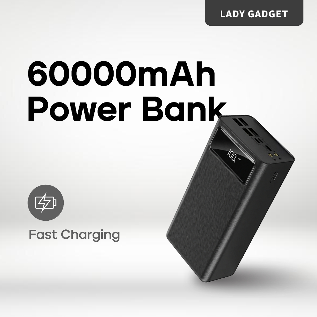 60000mAh Powerbank Full Capacity 4 USB Charge Ports PD Fast Charging ...