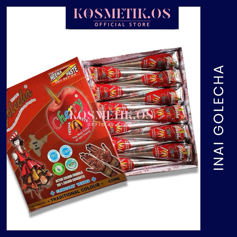 [𝗕𝗢𝗥𝗢𝗡𝗚]𝗖𝗢𝗗 1BOX 12PCS GOLECHA INAI CONE RED CHERRY HENNA KON UKIR ENAI ...