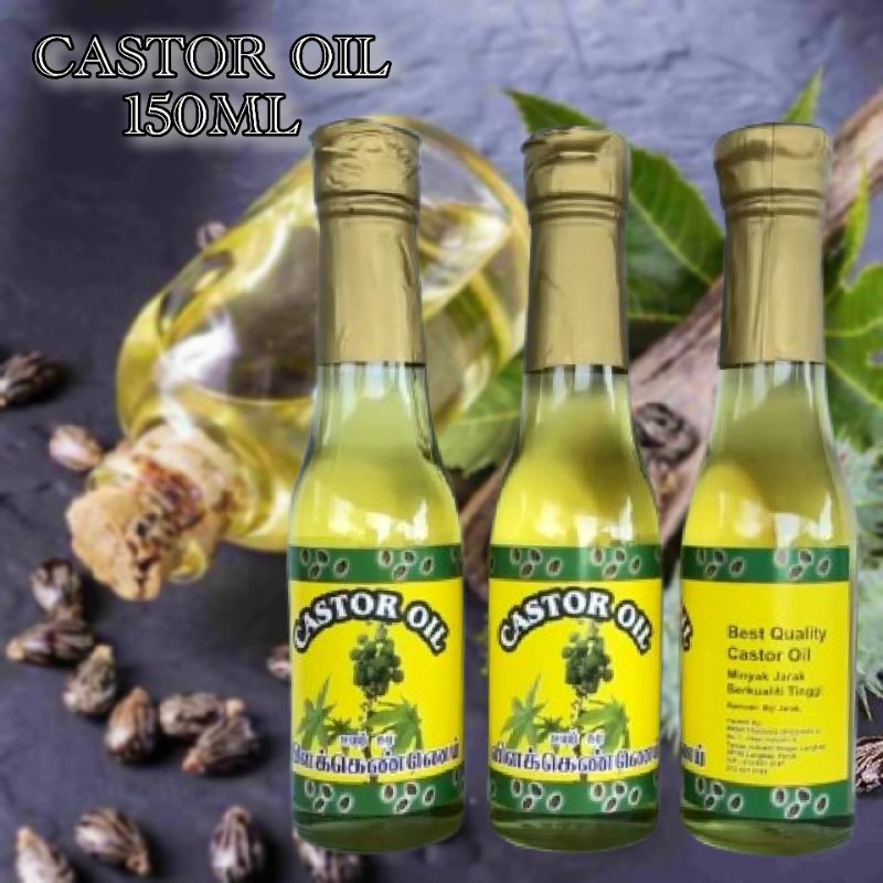 0MINYAK JARAK ASLI/PURE CASTOR OIL 150Ml (Botol kaca/Glass bottle ...