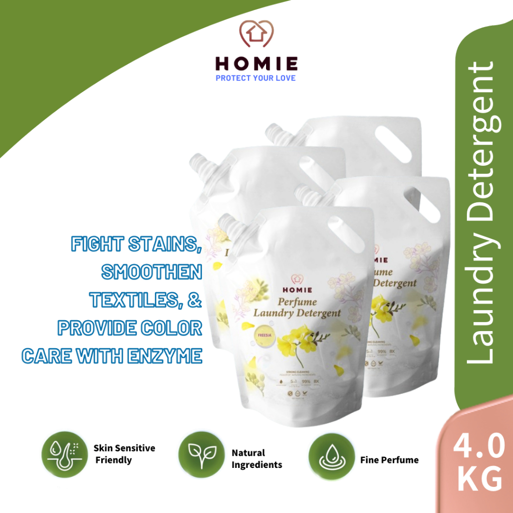 HOMIE 5 in 1 Enzyme Anti-Bacterial Perfume Laundry Detergent Refill Pack (Value Pack - 4 Pack ...