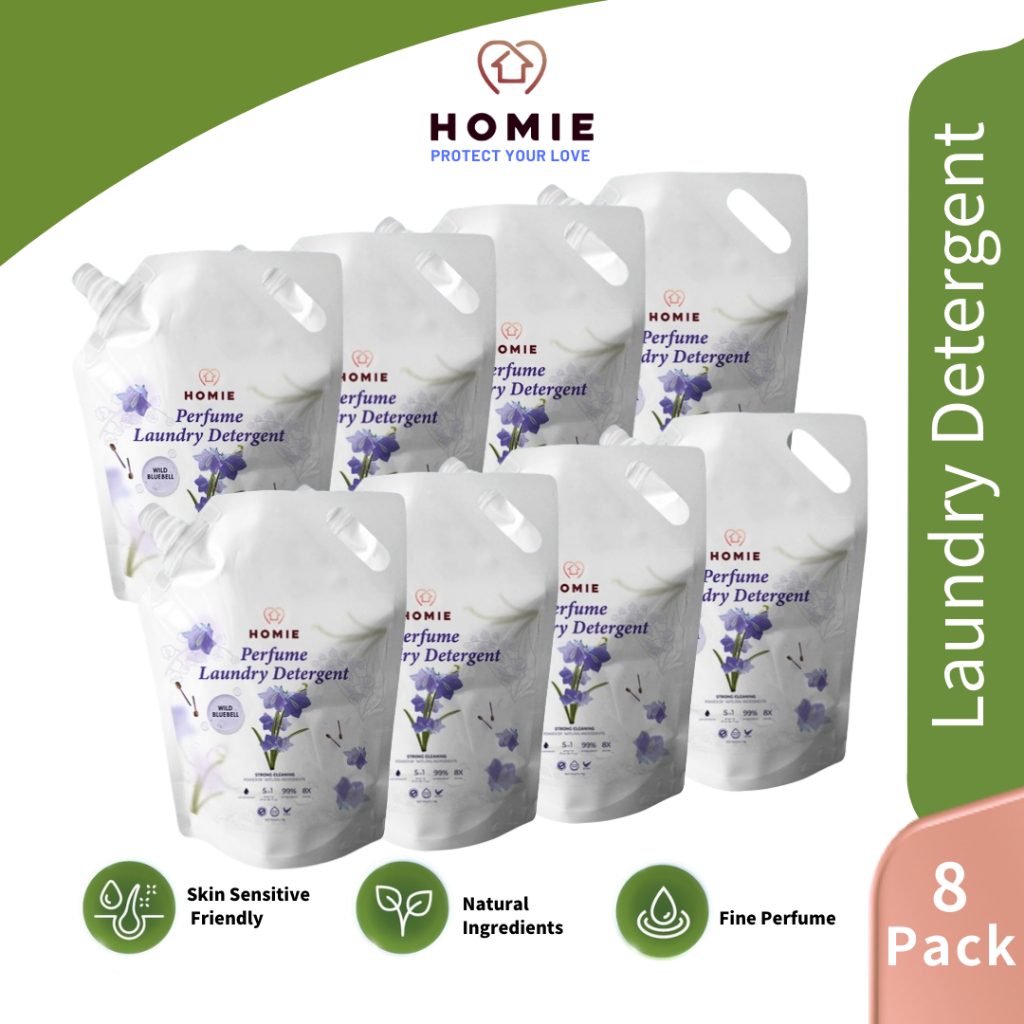 HOMIE 5 in 1 Enzyme Anti-Bacterial Perfume Laundry Detergent Refill Pack (Value Pack - 8 pack ...