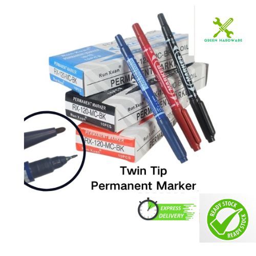 TWIN TIP Permanent Marker Pen / Pen Marker/Art Pen/0.5 1.0mm Double ...