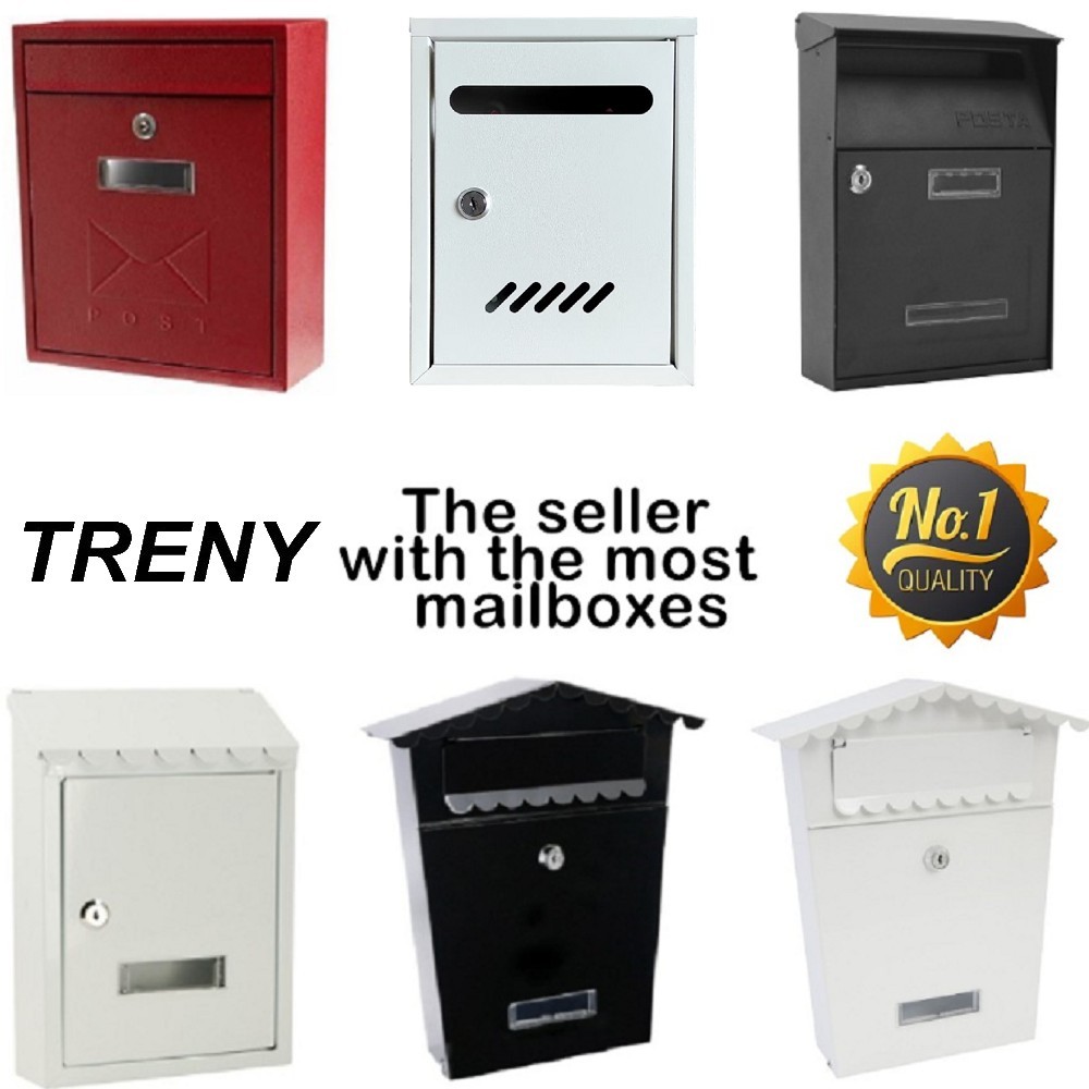 TRENY Coated Letter Box Steel Mailbox Outdoor Mailbox Peti Surat Metal ...