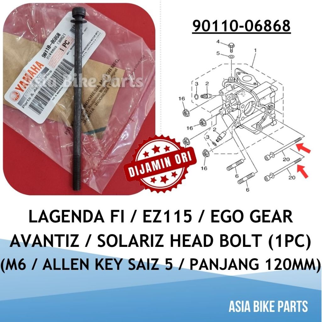 Yamaha Original Lagenda FI / EZ115 / Ego Gear / Avantiz / Solariz Head ...