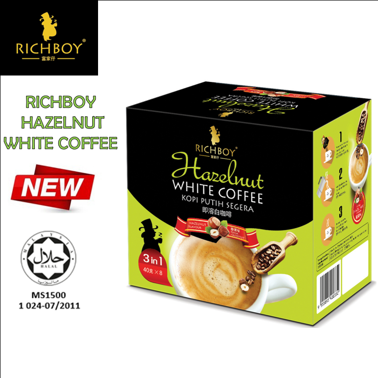 RICHBOY 3in1 HAZELNUT WHITE COFFEE 320g(8sachetx 40g) | Shopee Malaysia