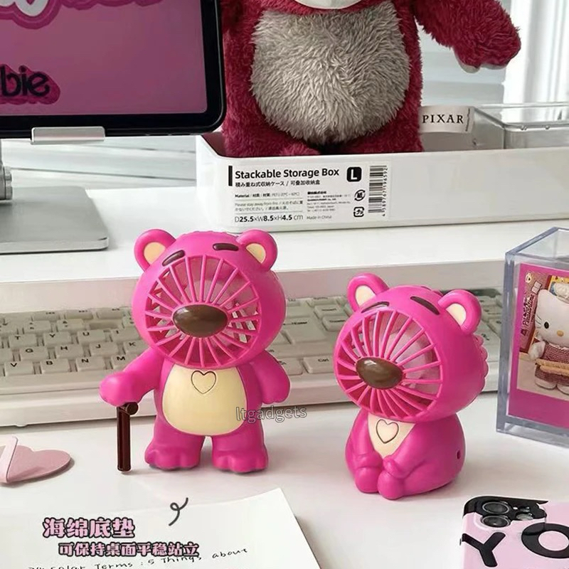 Lotso Bear cute cartoon Summer Essential Handheld Rechargeable mini fan ...