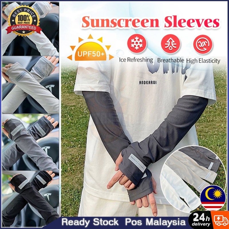 Unisex Ice Silk Sleeve Gloves UV Sunscreen Handsocks Summer Driving ...