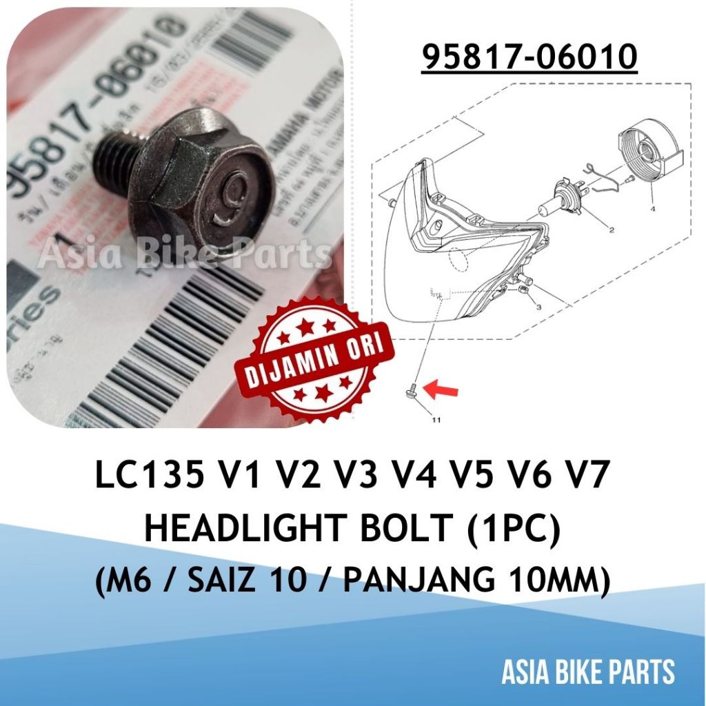 Yamaha Original LC135 V1-V7 Headlight Bolt / LC135 V1 Horn Screw LC135 ...