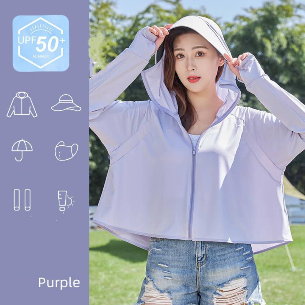 UPF50+ Ice Silk UV Sun Protection Clothing Hoodie Long Sleeve Clothes ...
